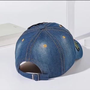 Accessories | Rose Denim Cap With Rhinestone Nwot | Poshmark
